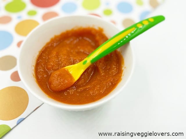 Red Pepper + Sweet Potato Baby Food Puree - Raising Veggie Lovers