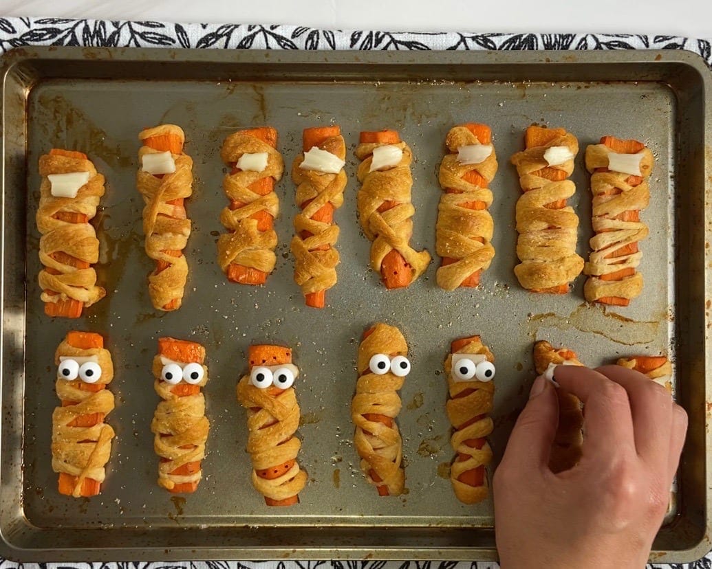 Carrot Mummies for Halloween - Raising Veggie Lovers