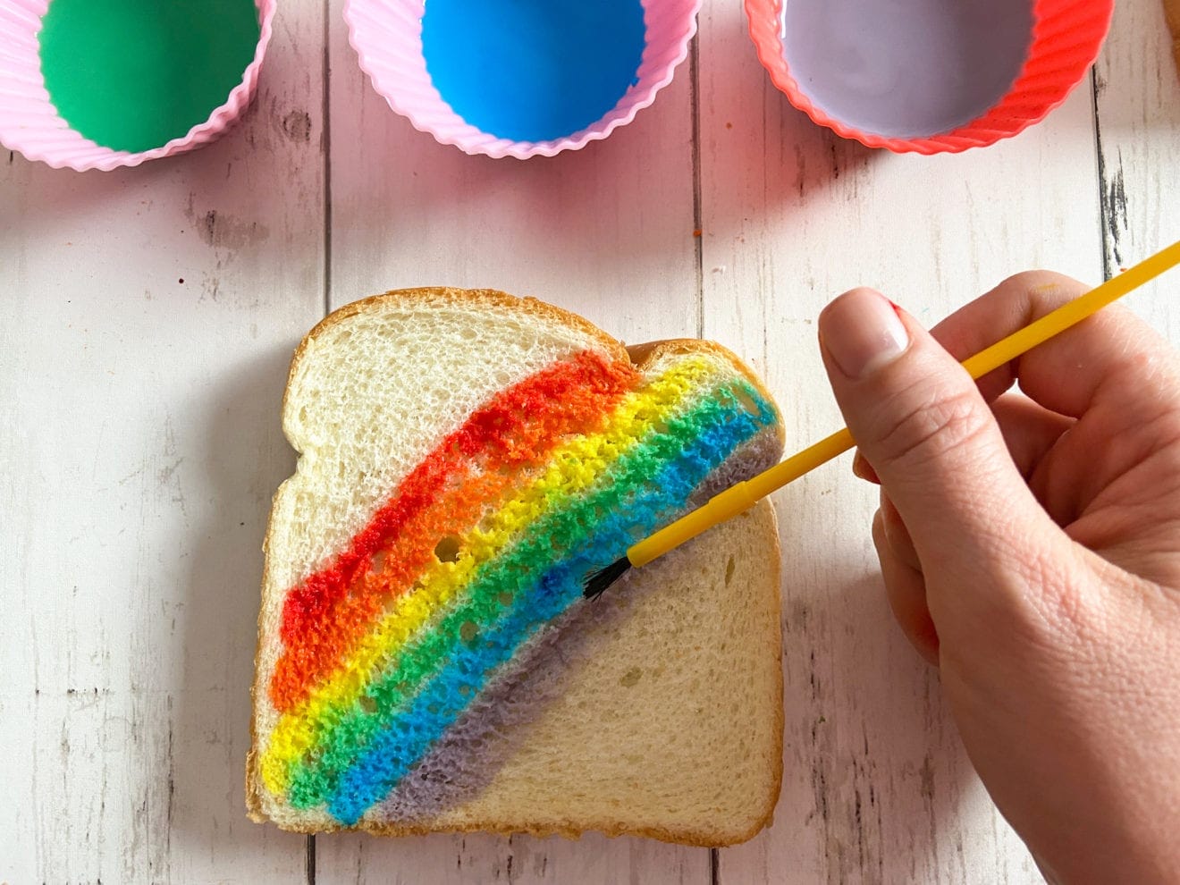 Easy and Fun Rainbow Bread Painting for Kids - Raising Veggie Lovers