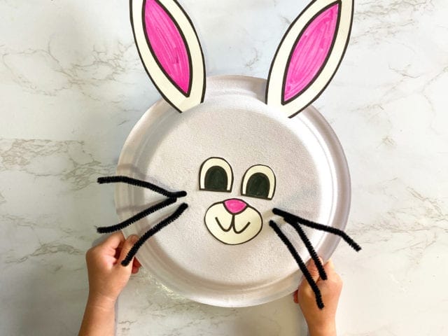 Paper Plate Bunny Kids Craft with Free Template - Raising Veggie Lovers