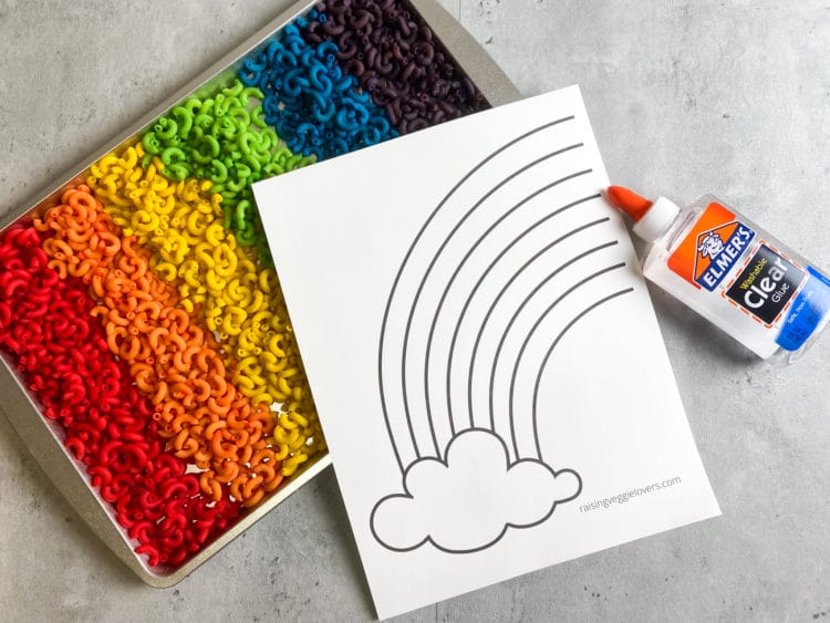 Easy Rainbow Macaroni Kids Craft + Free Printable - Raising Veggie Lovers