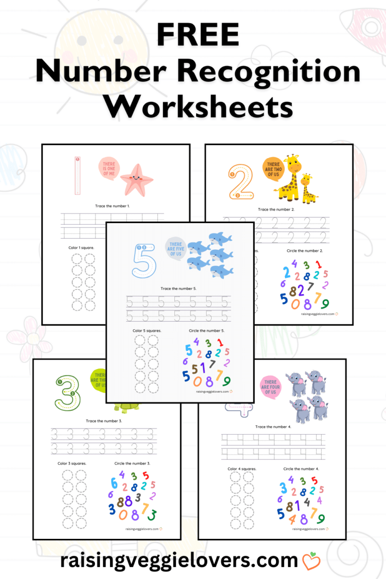 Free Number Recognition Worksheets - Raising Veggie Lovers