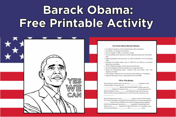 Barack Obama - Free Printable Activity for Presidents Day - Raising ...
